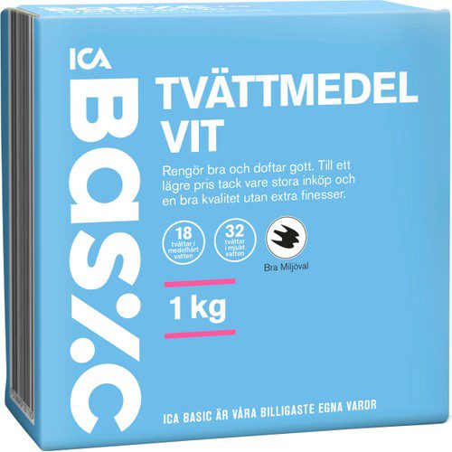 Tvättmedel Vit 1kg Miljömärkt ICA Basic | Natmat | Natmat